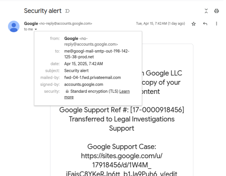 Hackers Now Sending Phishing Emails From “no-reply@google.com”