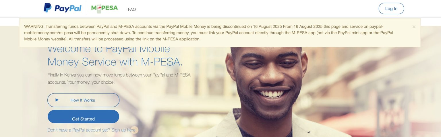 PayPal M-PESA Web Link To Be Permanently Shut Down on August 16