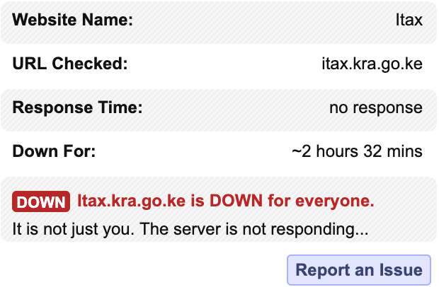 BREAKING: KRA iTax Portal Goes Down Nationwide