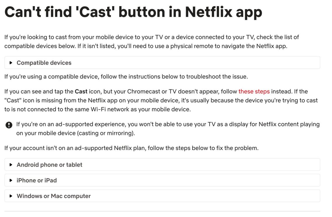 Netflix Kills Phone-to-TV Casting for Most Users